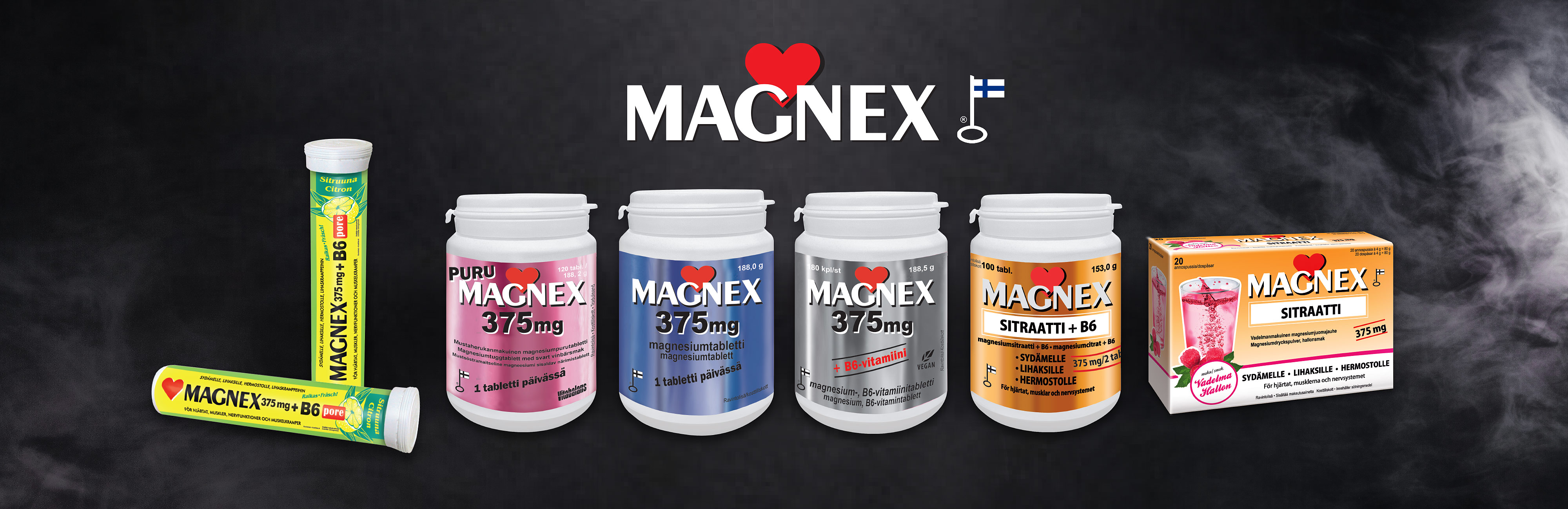 Monipuolinen magnesium-tuoteperhe – valitse Magnex